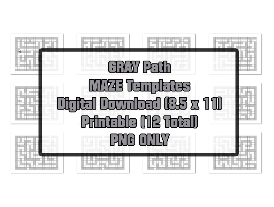Printable Gray Path Maze Template DIY - Etsy