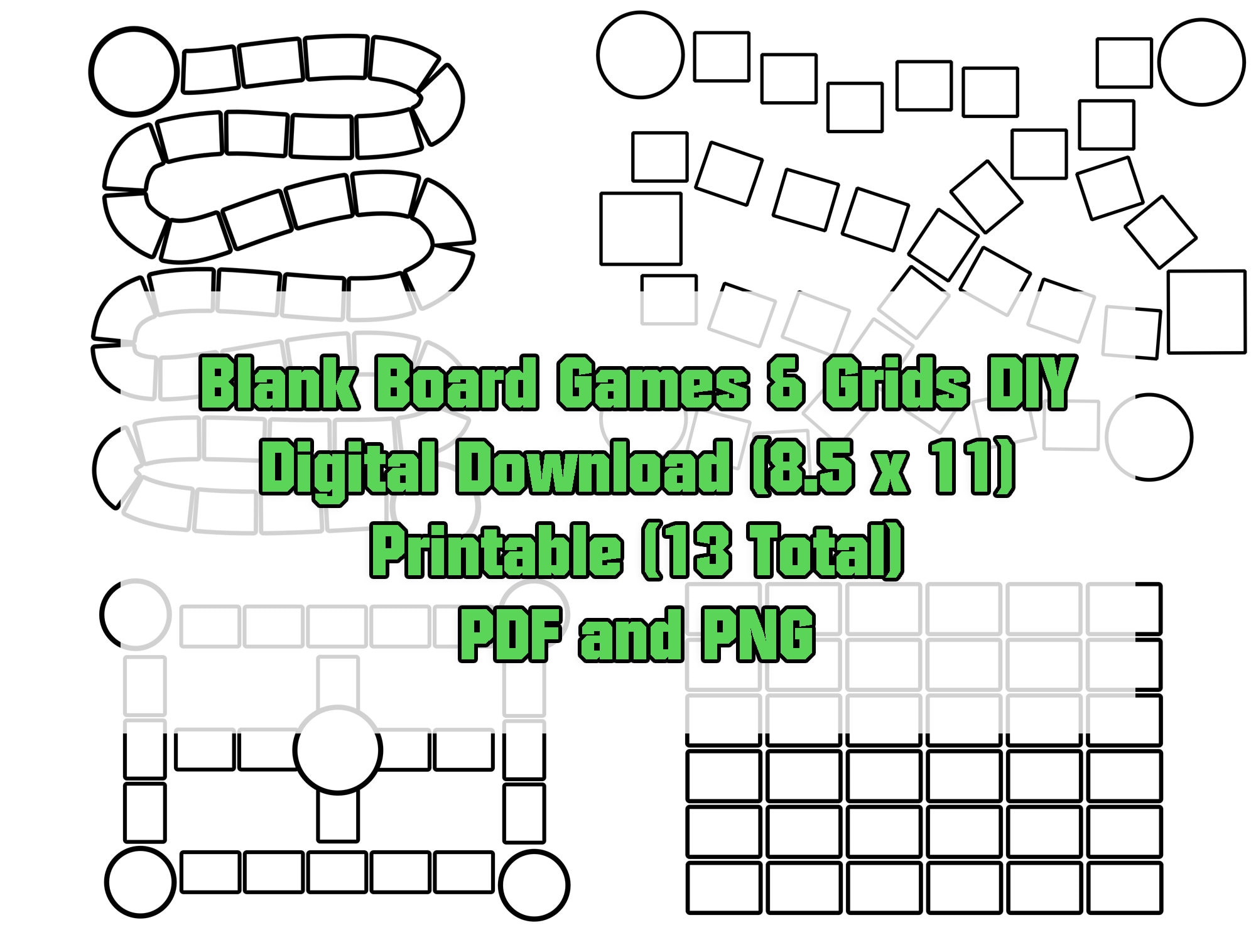 Printable Blank Board Game and Grid Templates DIY - Etsy