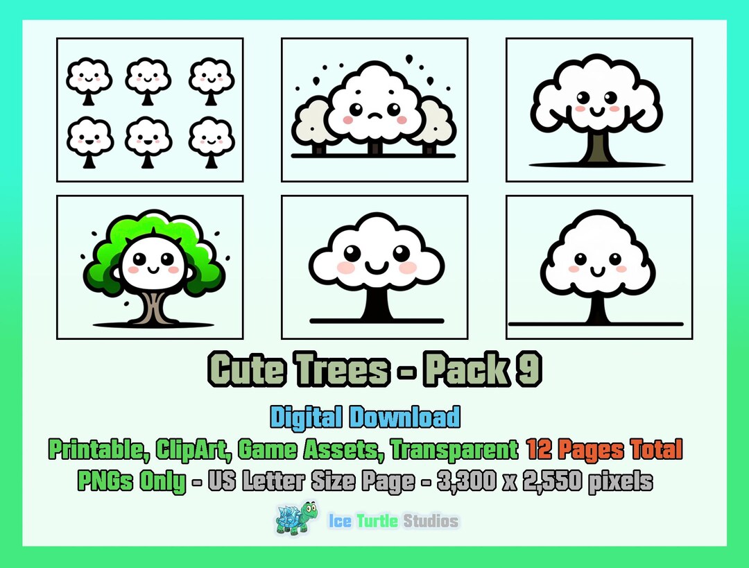 Cute Trees Pack #9 - Printable Clip Art, Concept Art, Game Asset - Etsy