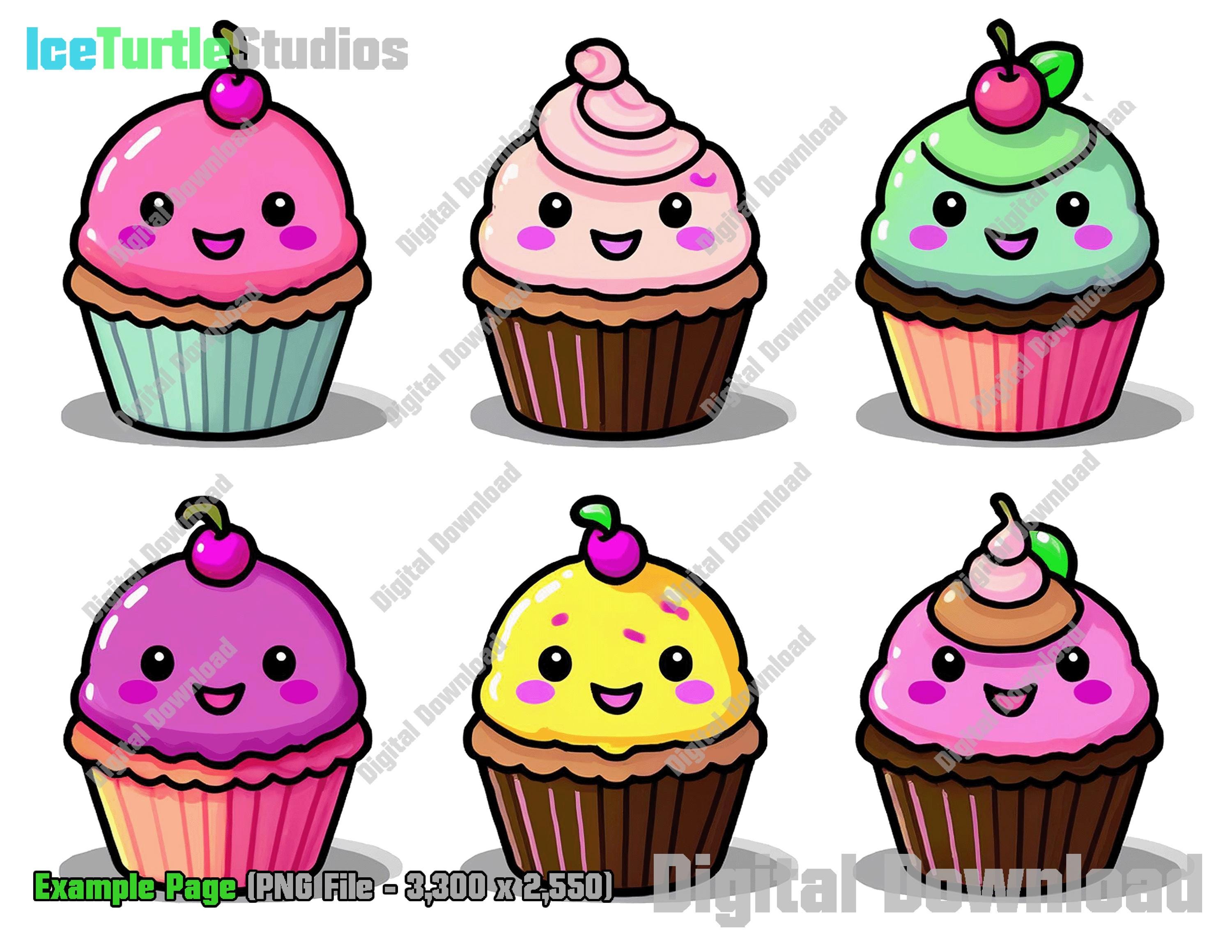 Cute Cupcakes Pack #18 - Printable Clip Art, Concept Art, Game Asset - Etsy