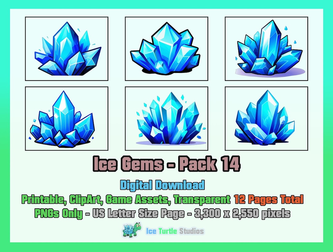 Ice Gems Pack #14 - Printable Clip Art, Concept Art, Game Asset - Etsy