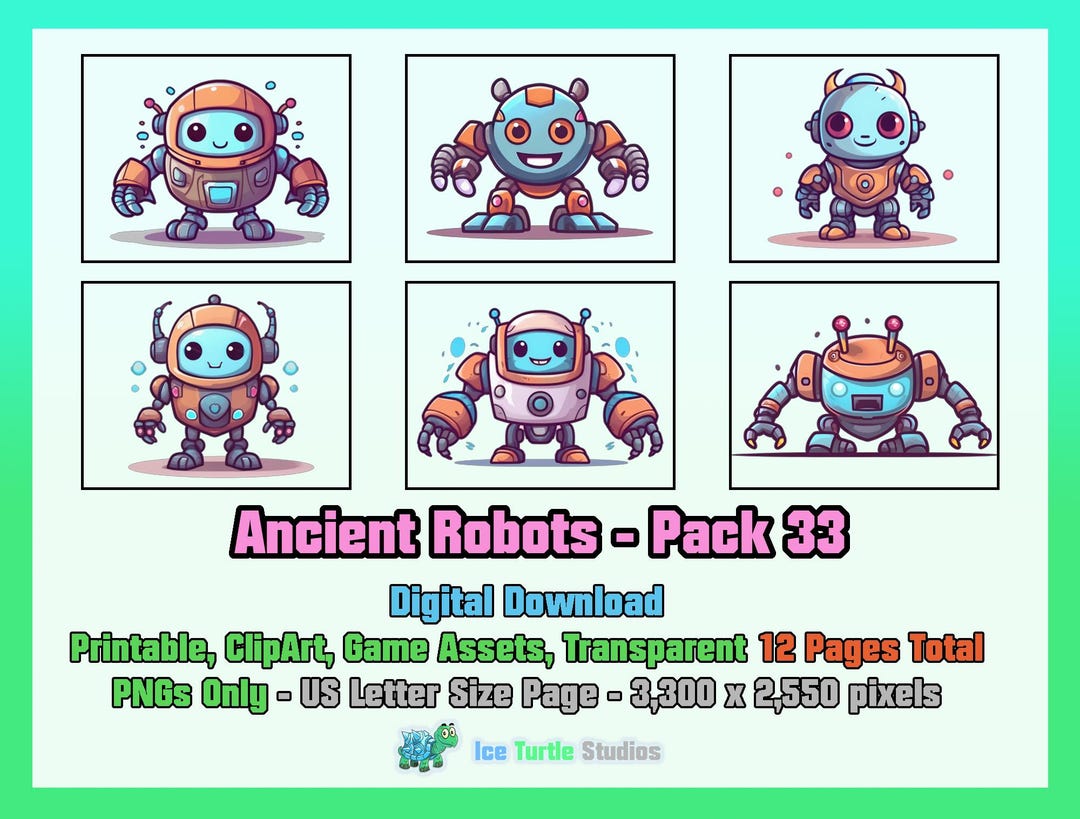 Ancient Robots - Pack #33 - Printable Clip Art, Concept Art, Game Asset ...