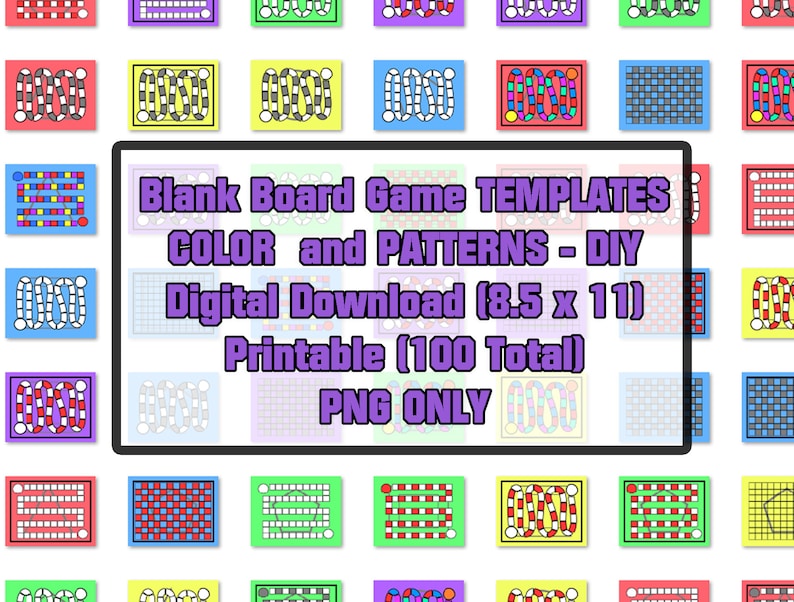 Printable Blank Board Game Color and Patterns DIY - Etsy