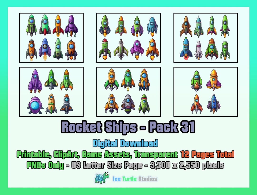 Rocket Ships - Pack #31 - Printable Clip Art, Concept Art, Game Asset ...