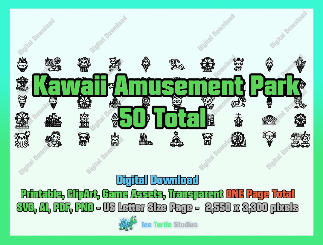 Kawaii Amusement Park - Printable Clip Art, Concept Art, Game Asset - Etsy