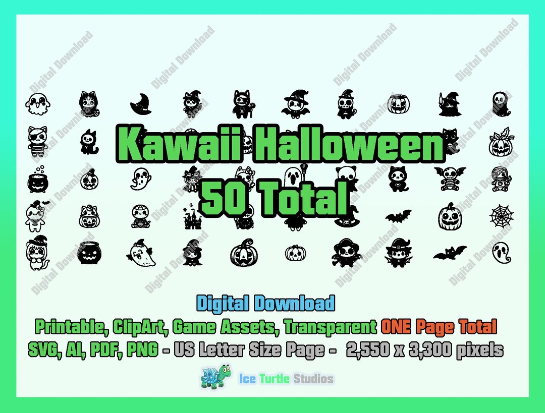 Kawaii Halloween - Printable Clip Art, Concept Art, Game Asset - Etsy