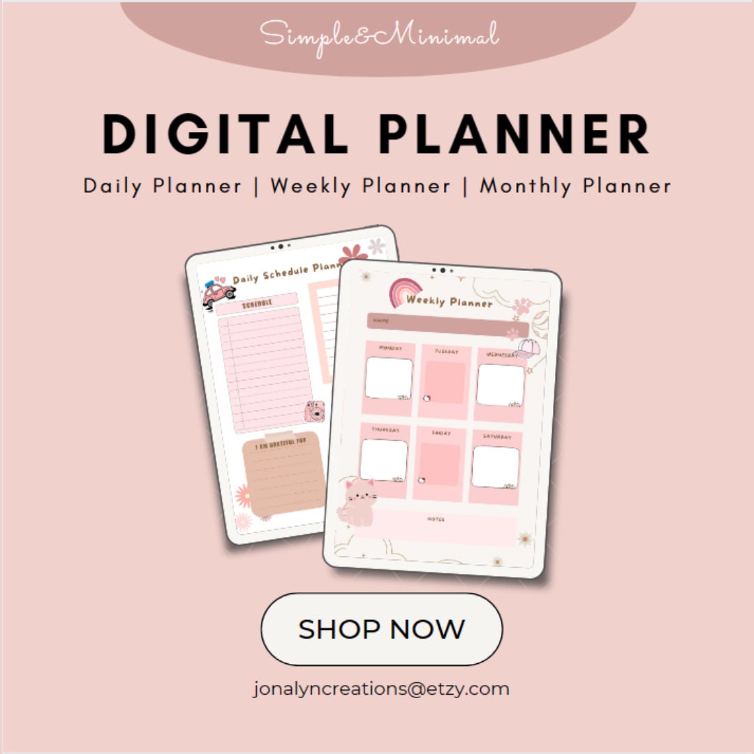 Pink Theme Planner, Aesthetic Planner, Undated Digital Planner ...