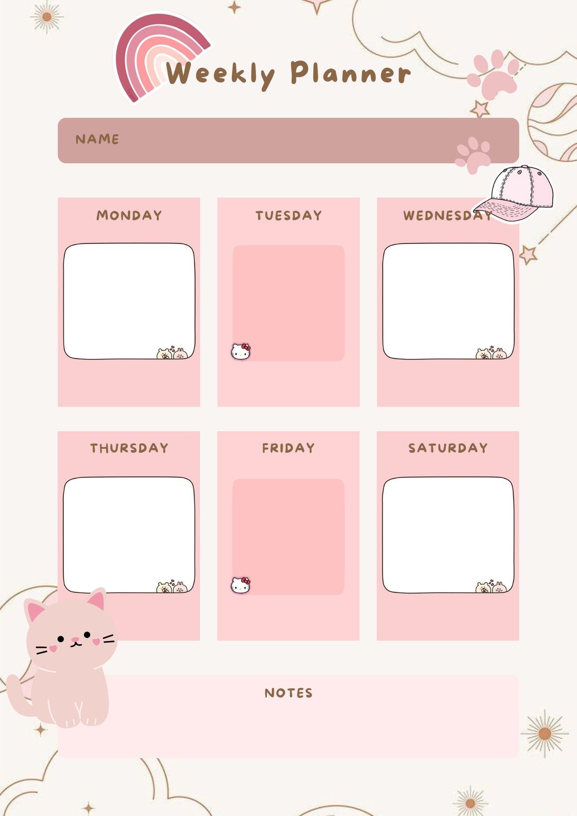 Pink Theme Planner, Aesthetic Planner, Undated Digital Planner ...