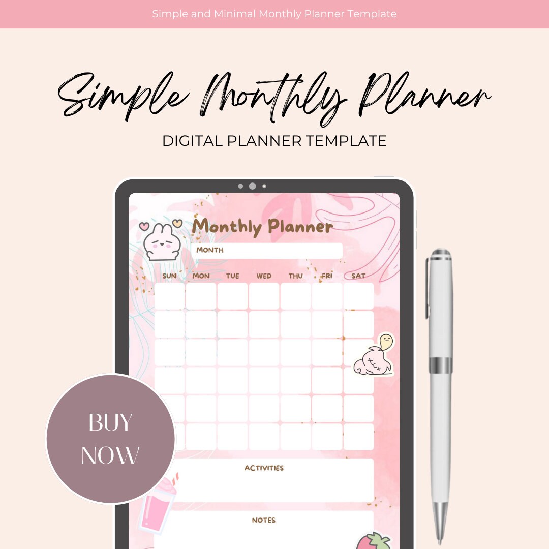 Pink Theme Planner, Aesthetic Planner, Undated Digital Planner ...