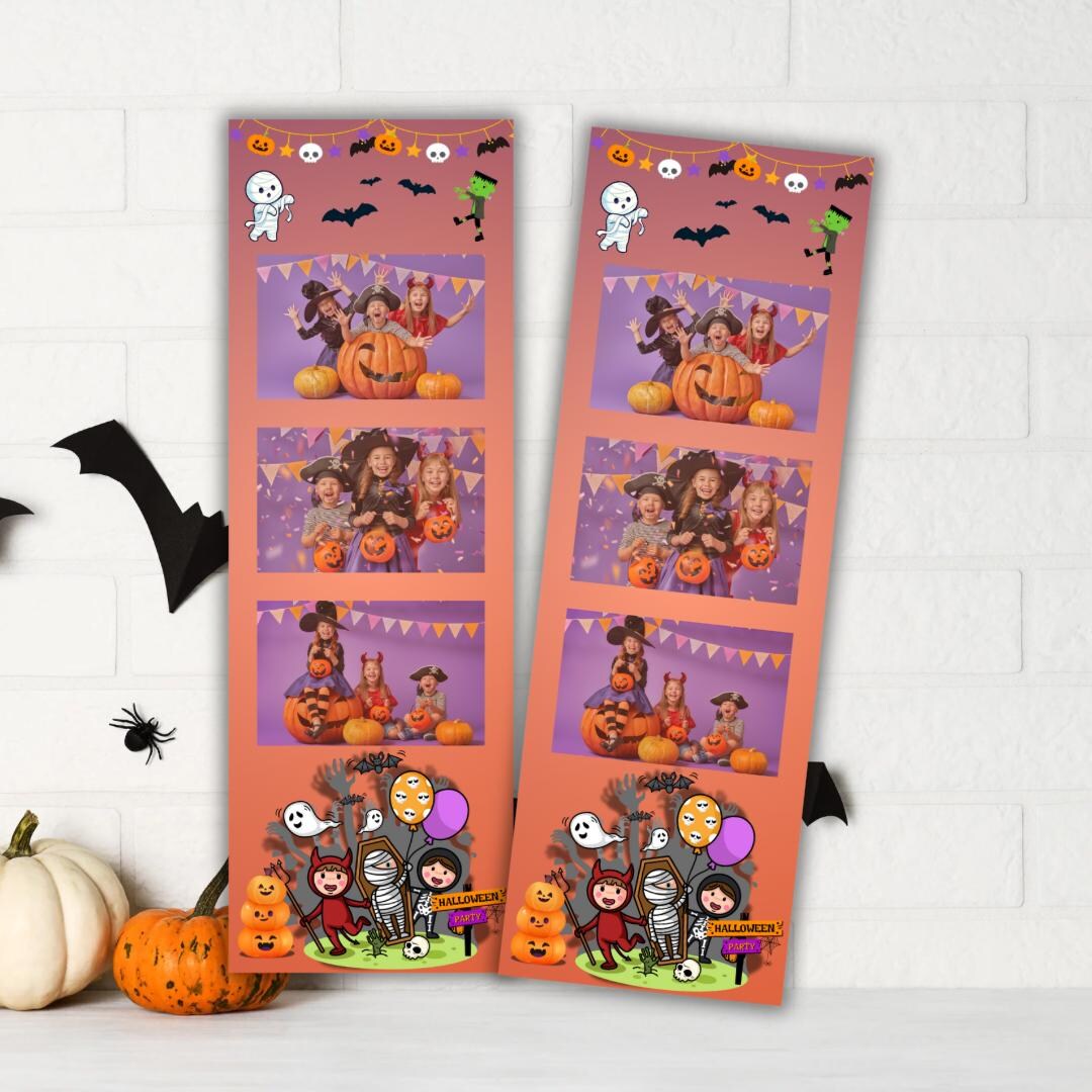 Halloween Photo Booth Template, 2x6 PNG Strip, Kids Party (digital ...