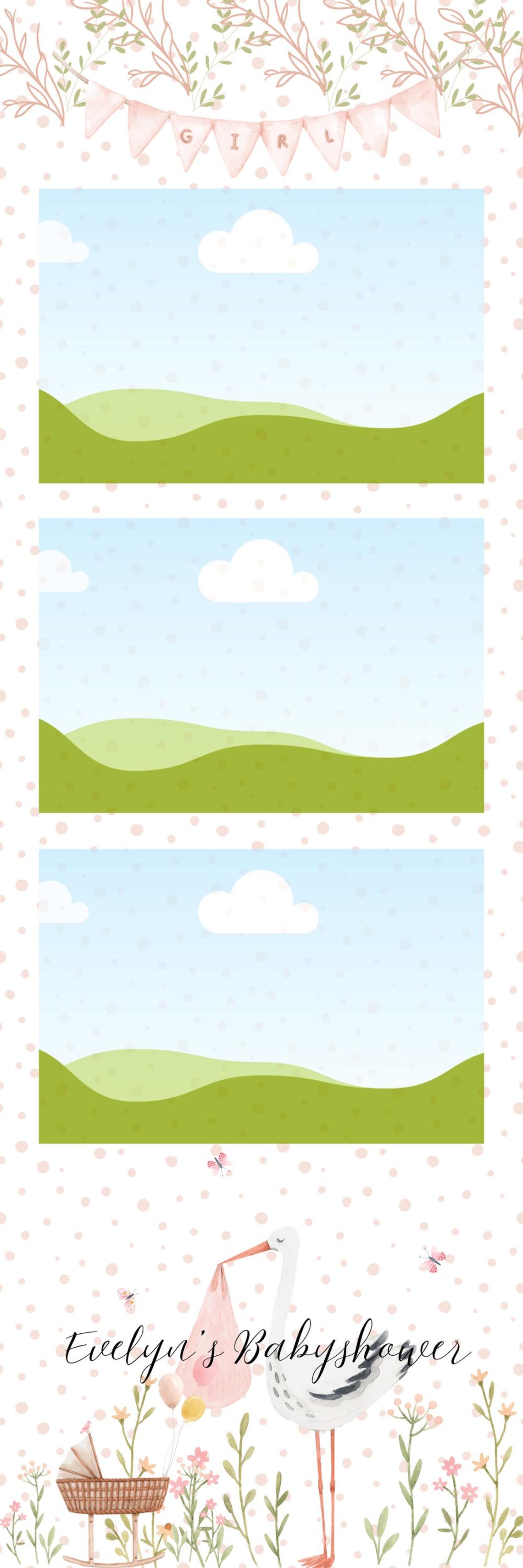 Girl Baby Shower Photo Booth Template: Pink Floral 2x6 (PNG File ...