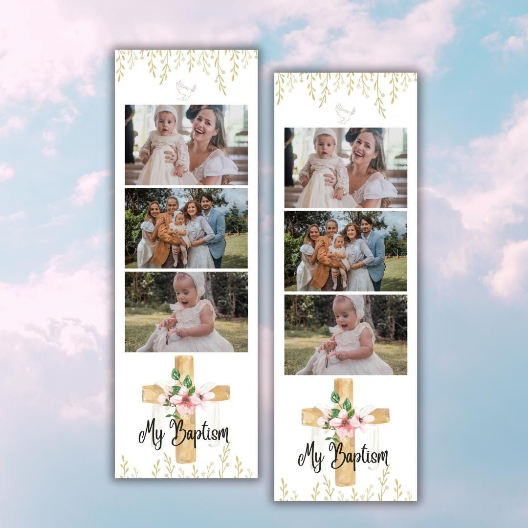 Floral Baptism Photo Booth Template: Personalized 2x6 PNG,JPG (digital ...