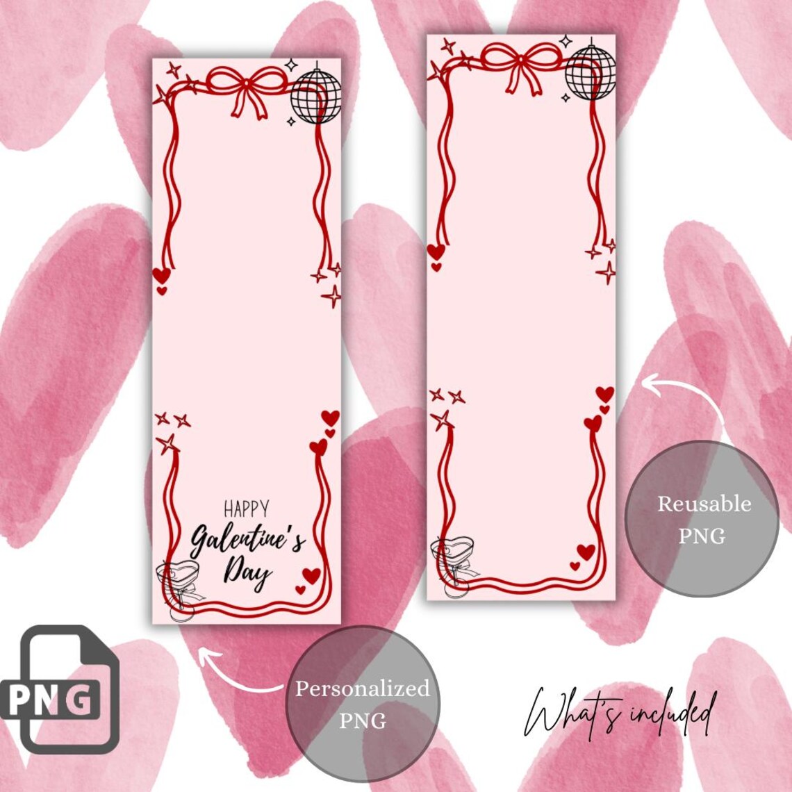 Galentine's Day Photobooth Template, Red & Pink Party (customizable PNG ...