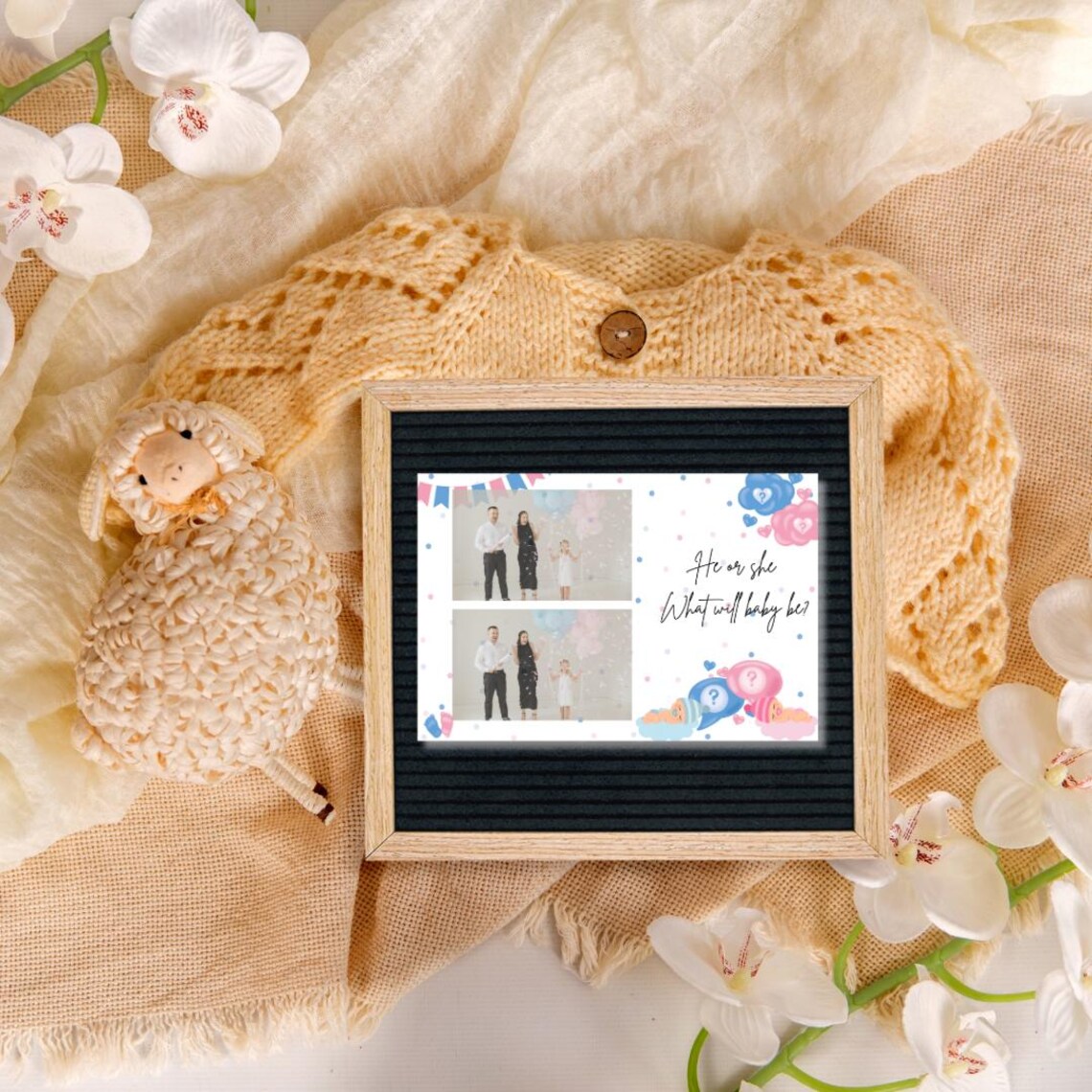 Gender Reveal Photo Booth Template: He or She Design (2x6 & 4x6 PNG ...