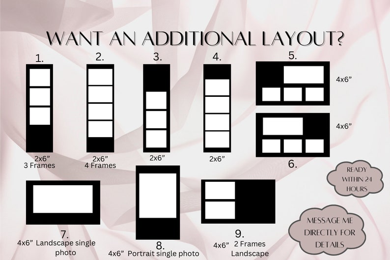 Classic Elegant Wedding Photo Template, Black and Gold Leafs and ...