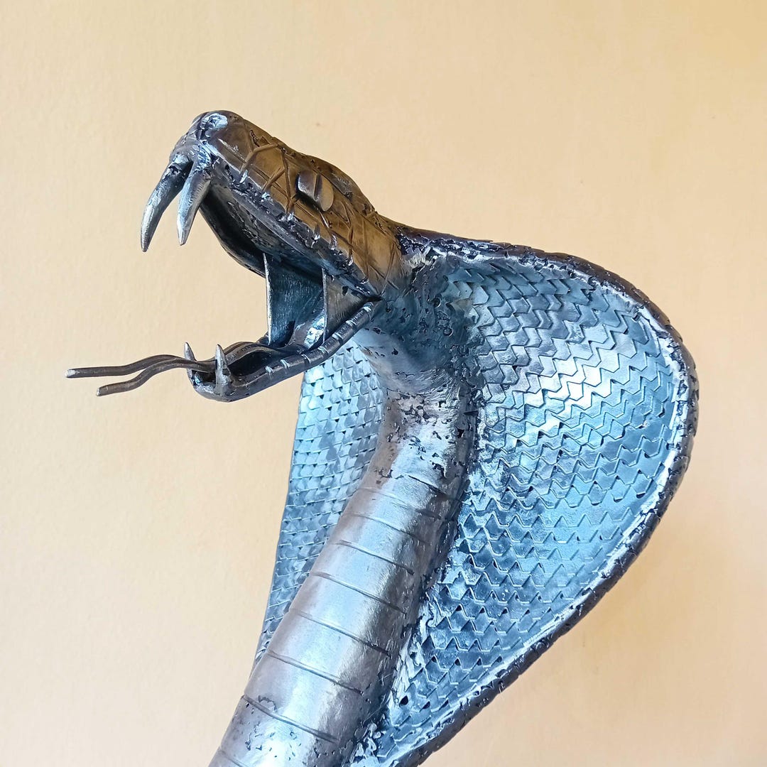 King Cobra Sculpture Made From Recycled Metal Pieces, Handmade, Eco ...
