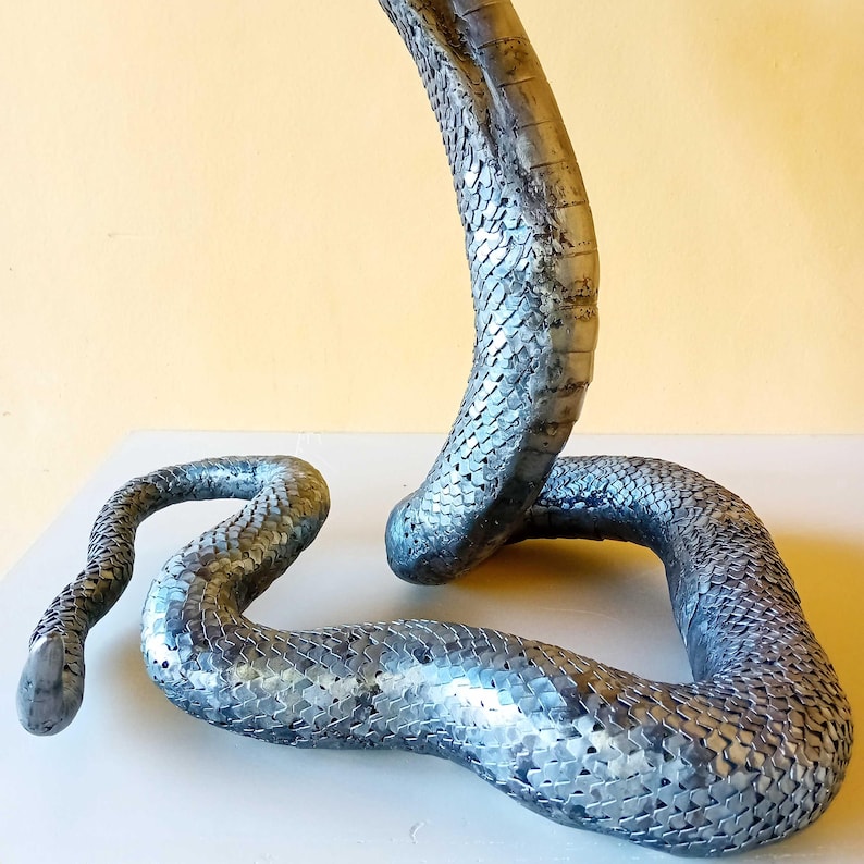 King Cobra Sculpture Made From Recycled Metal Pieces, Handmade, Eco ...