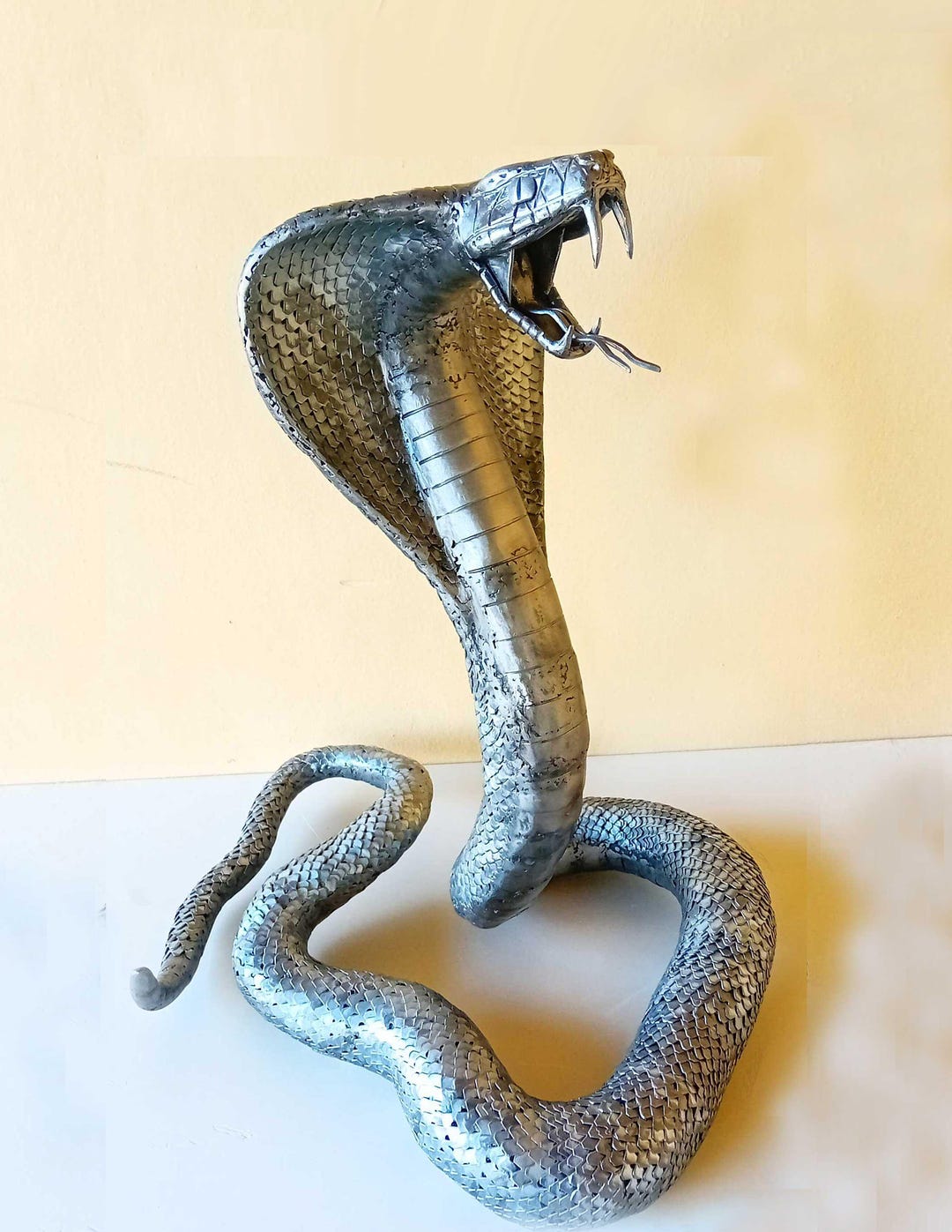 King Cobra Sculpture Made From Recycled Metal Pieces, Handmade, Eco ...