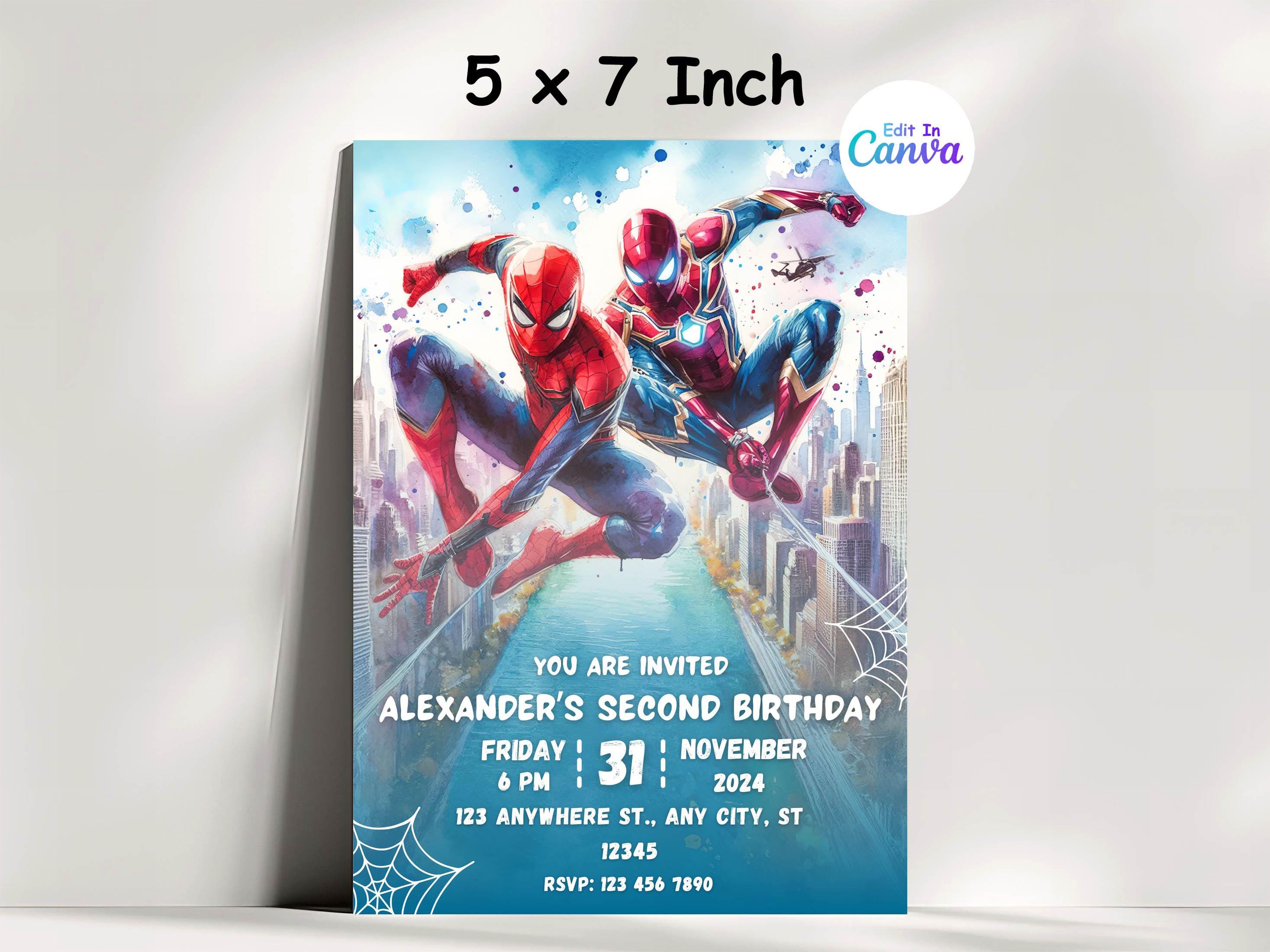 Editable Spider Man Birthday Invitation Template, Printable Birthday ...