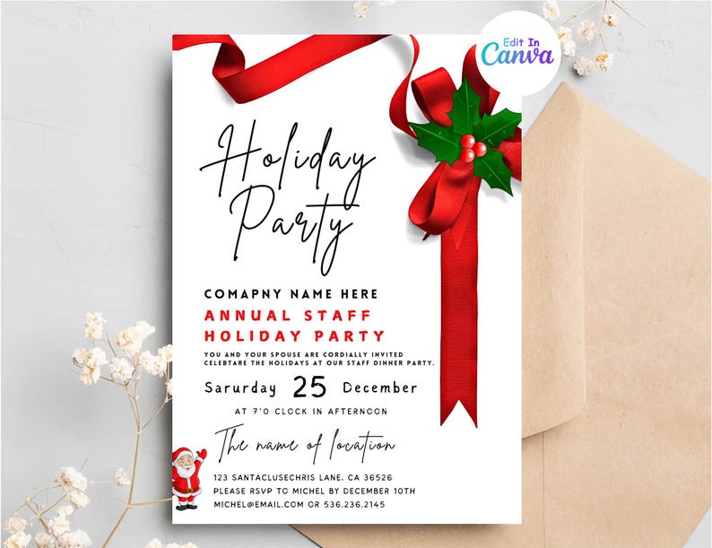 Christmas Staff Holiday Party Invitation, Christmas Party Invitation ...