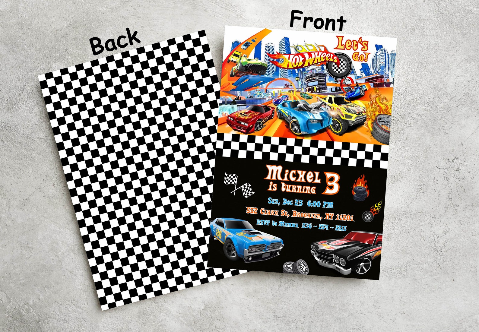 Hot Car Wheel Invitation, Race Cars Birthday Invitation, Digital Hot ...