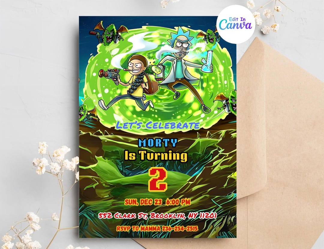 Rick and Morty Birthday Invitation: Editable Party Template - Etsy