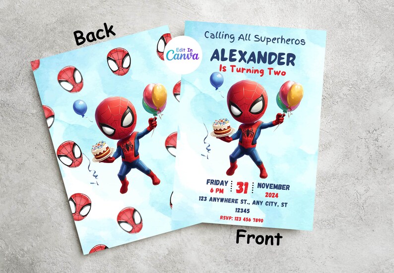 Editable Spider Man Birthday Invitation Template, Printable Birthday ...