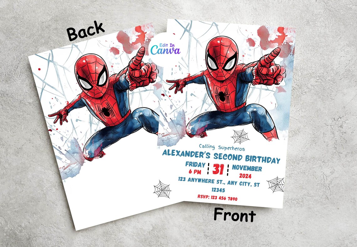 Editable Spider Man Birthday Invitation Template, Printable Birthday ...