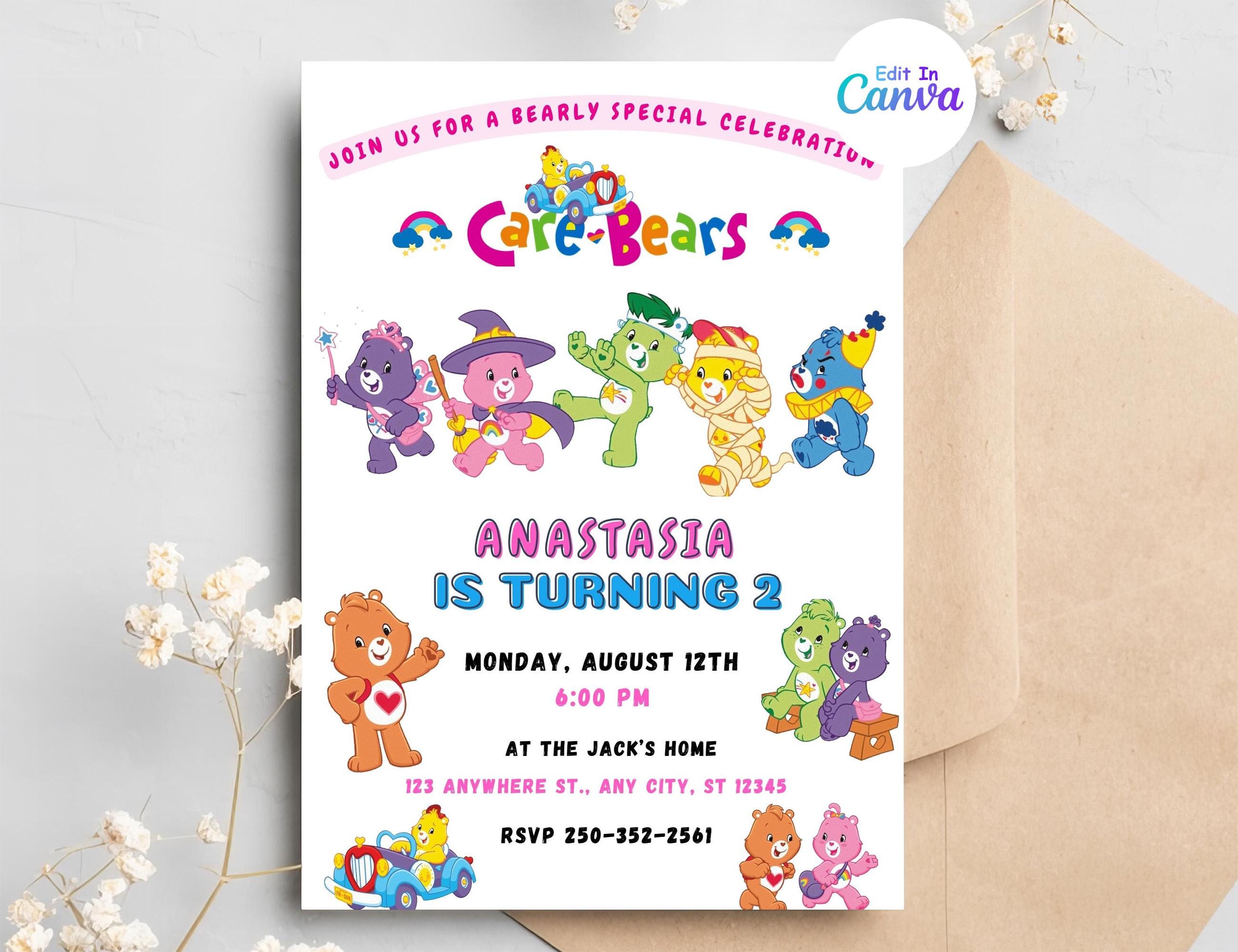 Editable Care Bears Birthday Invitation, Bear Birthday Party Invite ...