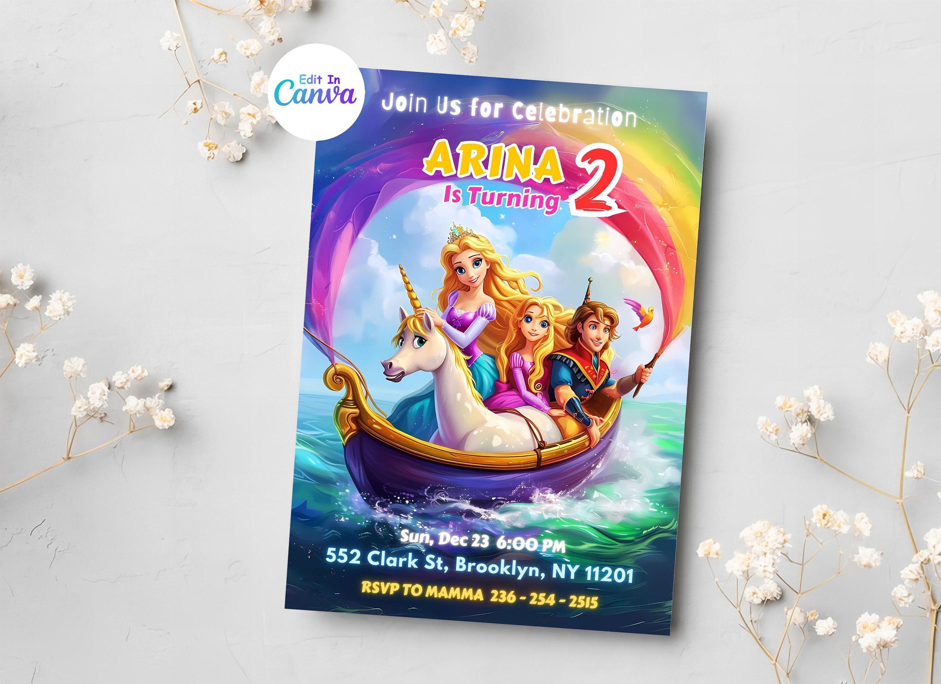 Tangled Rapunzel Birthday Invitation, Tangled Rapunzel Digital ...