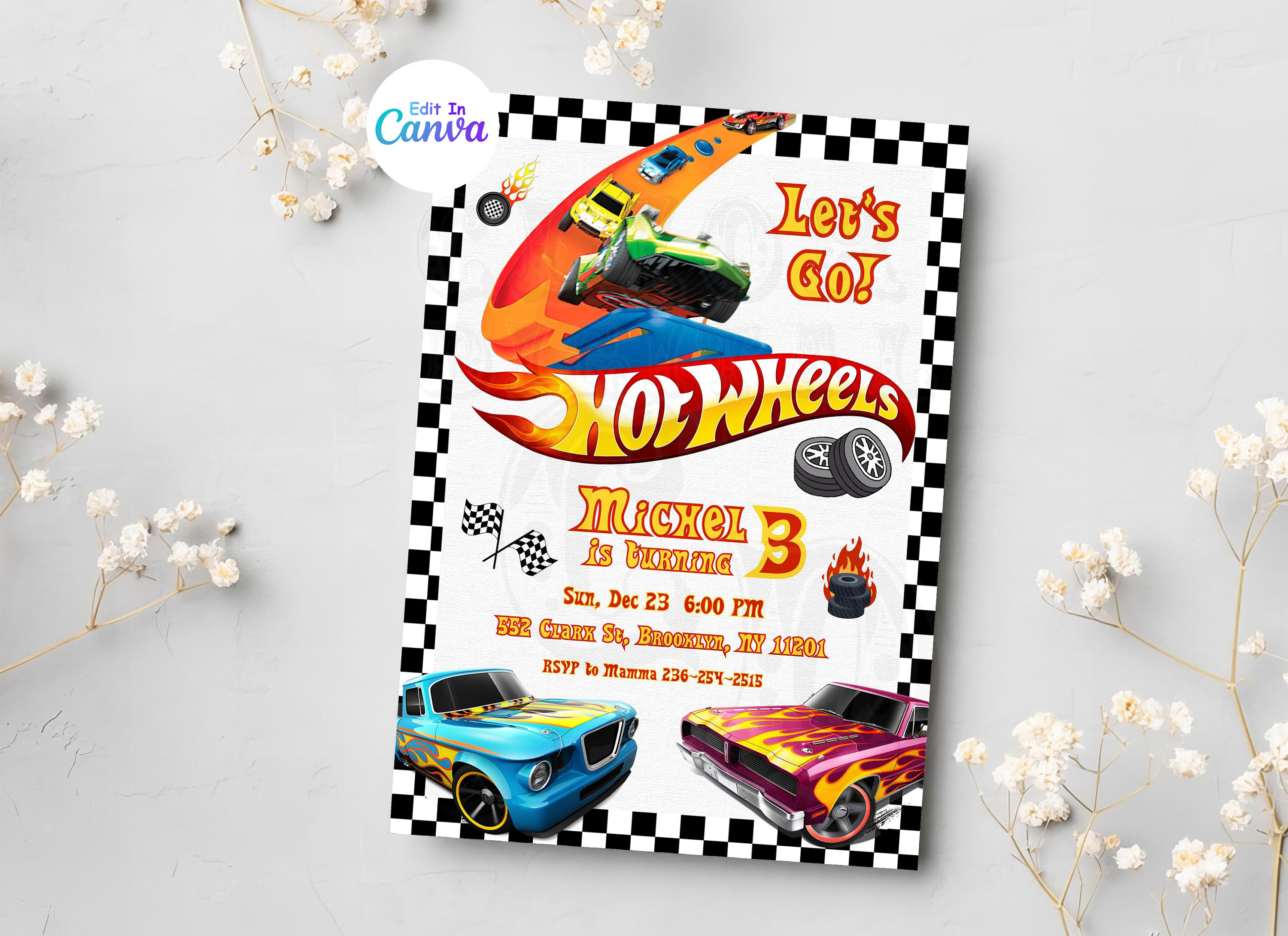 Hot Wheels Birthday Invitation: Race Car Party (digital Download) - Etsy