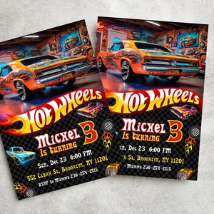 Hot Car Wheel Invitation, Race Cars Birthday Invitation, Digital Hot ...