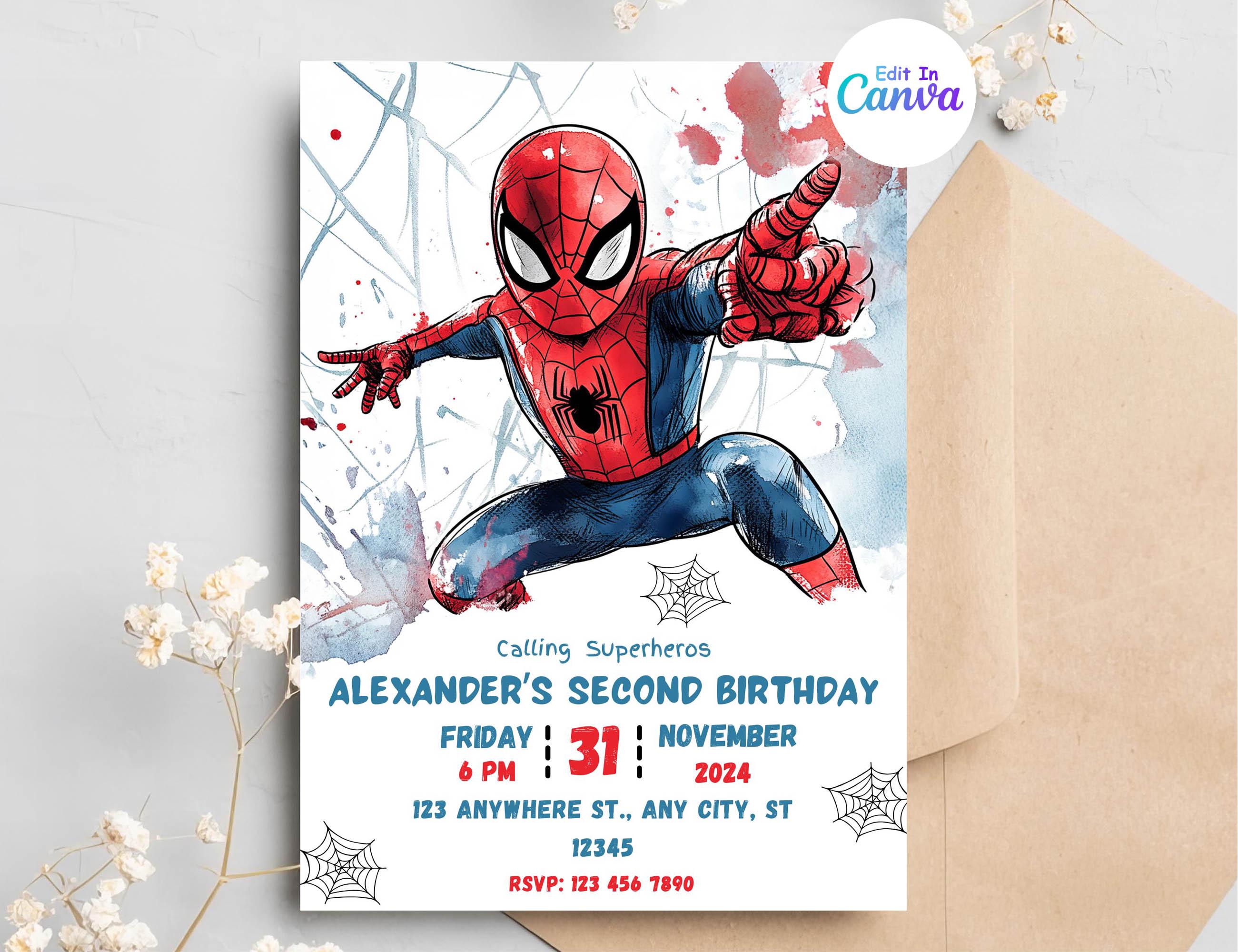 Editable Spider Man Birthday Invitation Template, Printable Birthday ...