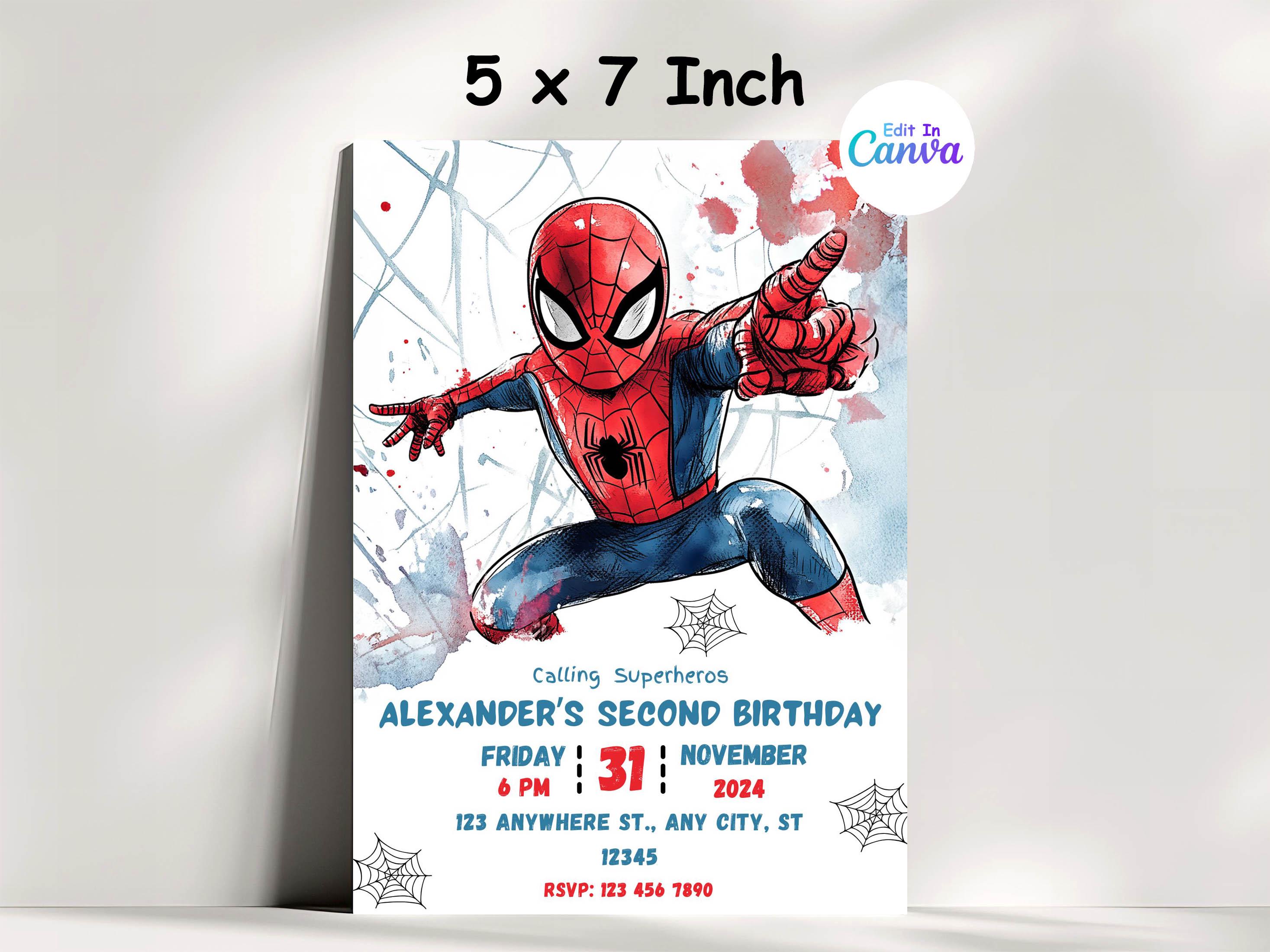 Editable Spider Man Birthday Invitation Template, Printable Birthday ...