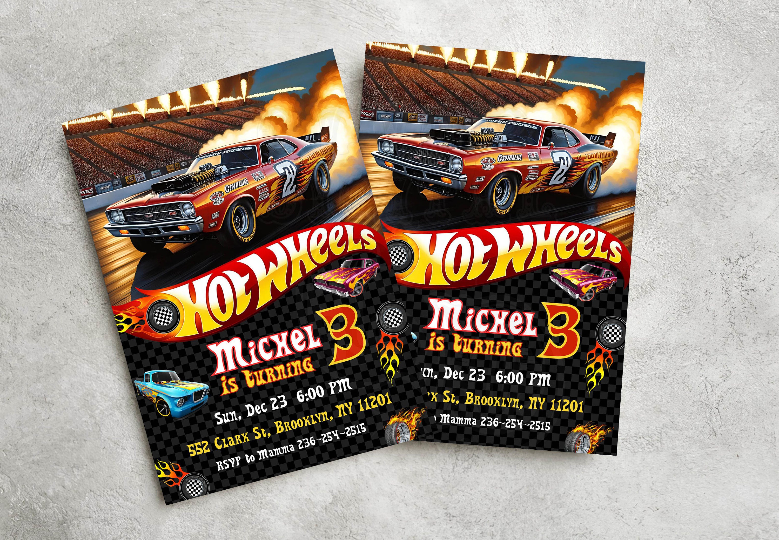 Hot Car Wheel Invitation, Race Cars Birthday Invitation, Digital Hot ...