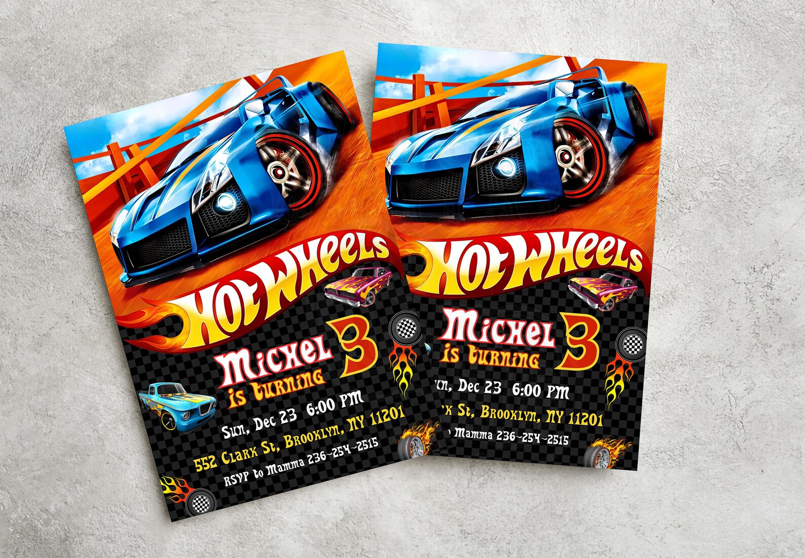 Hot Car Wheel Invitation, Race Cars Birthday Invitation, Digital Hot ...