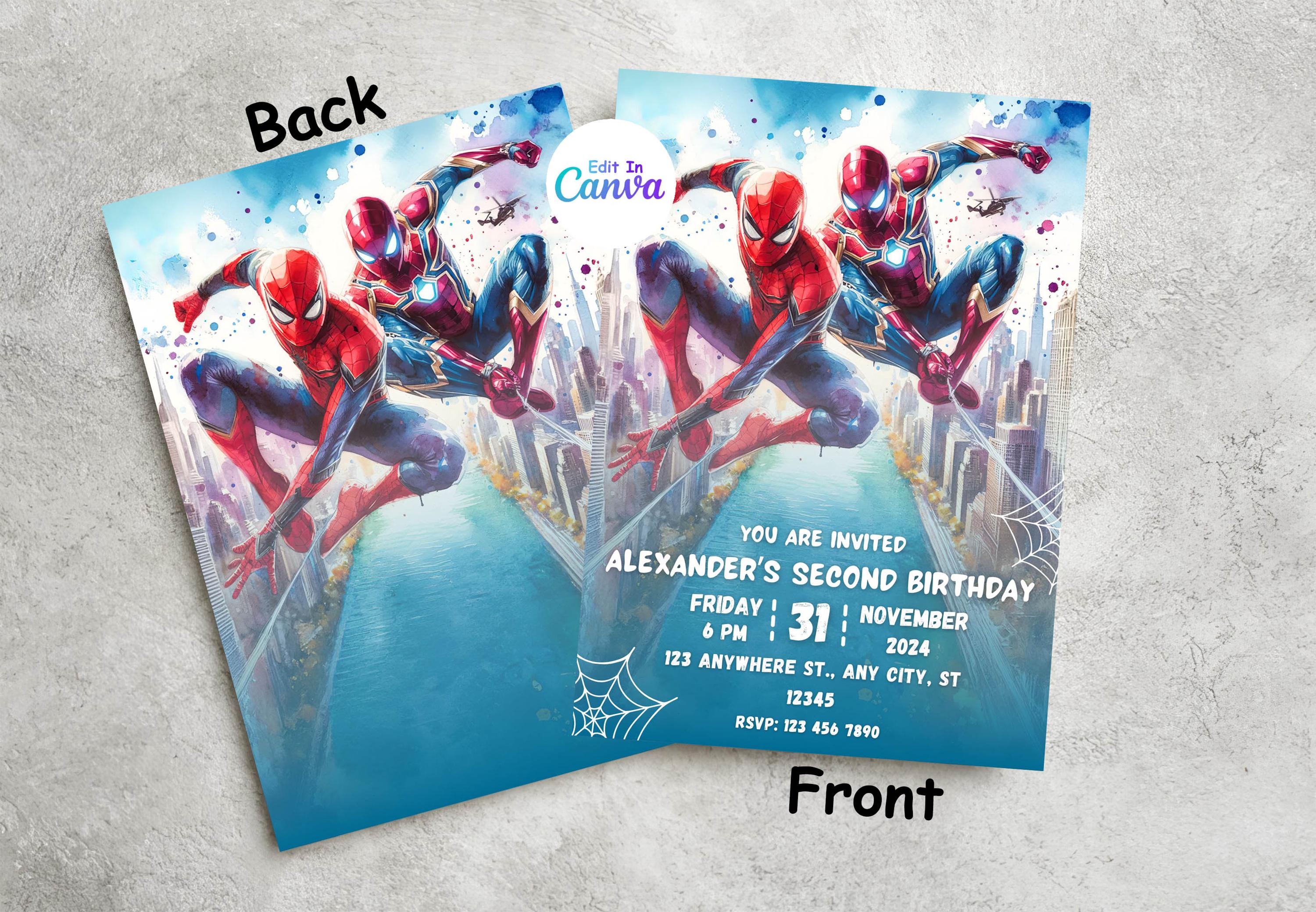 Editable Spider Man Birthday Invitation Template, Printable Birthday ...