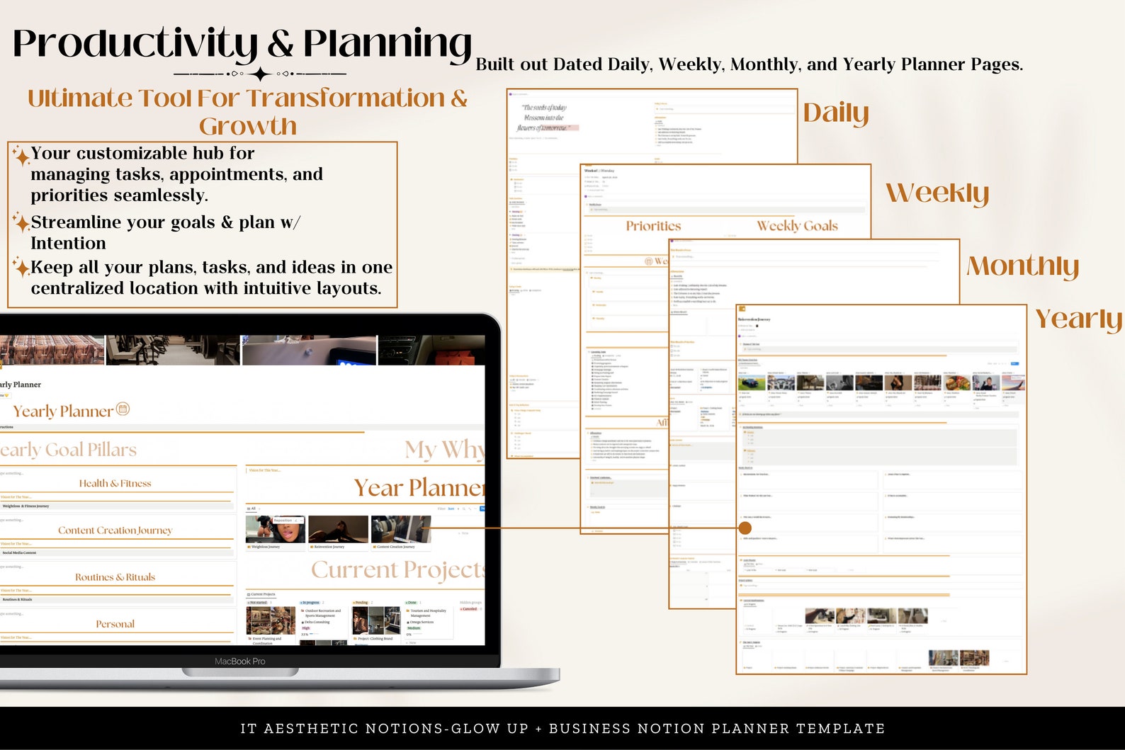 Glow up Notion Life Planner Template All in One That Girl Notion 2024 ...