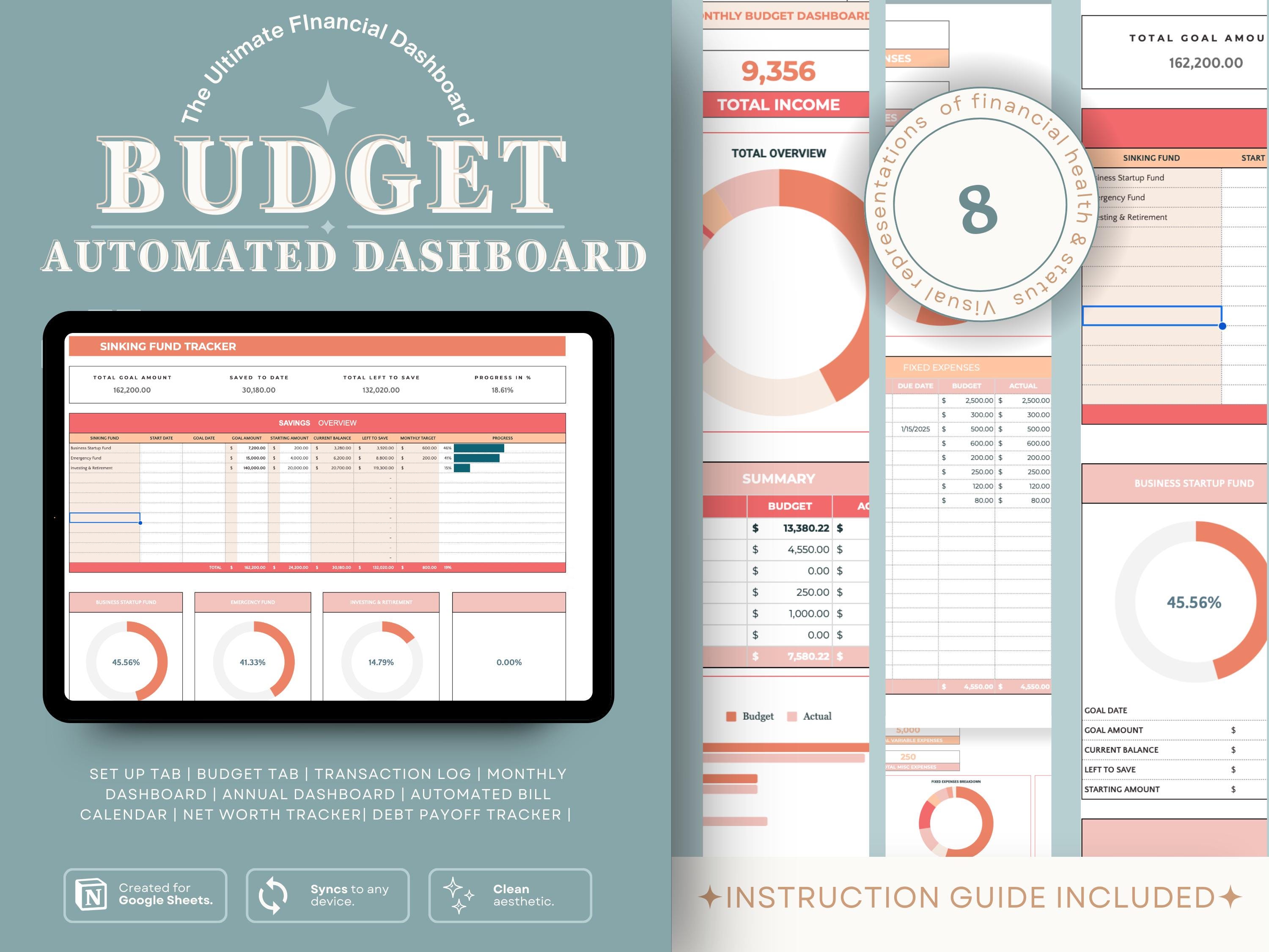 Ultimate Automated Budget Spreadsheet Google Sheets Budget Planner ...