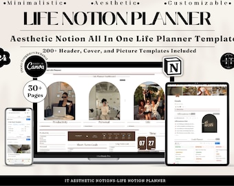 Glow up Notion Life Planner Template All in One That Girl Notion 2024 ...