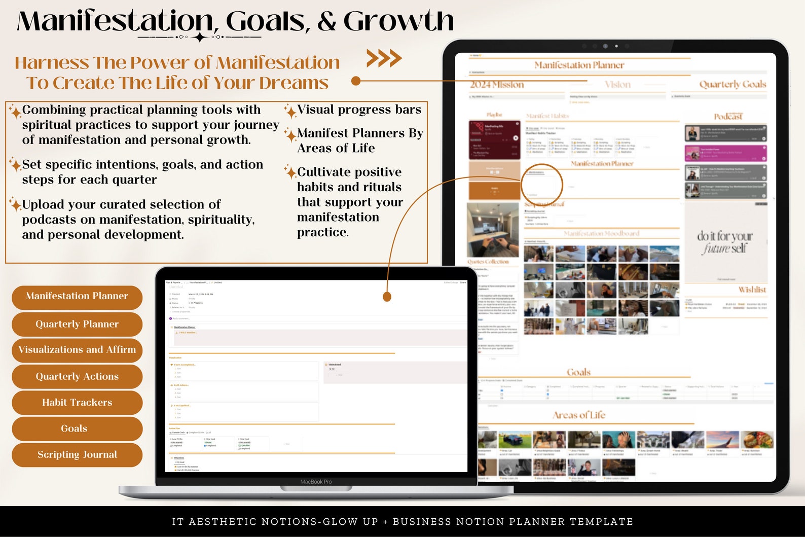 Glow up Notion Life Planner Template All in One That Girl Notion 2024 ...