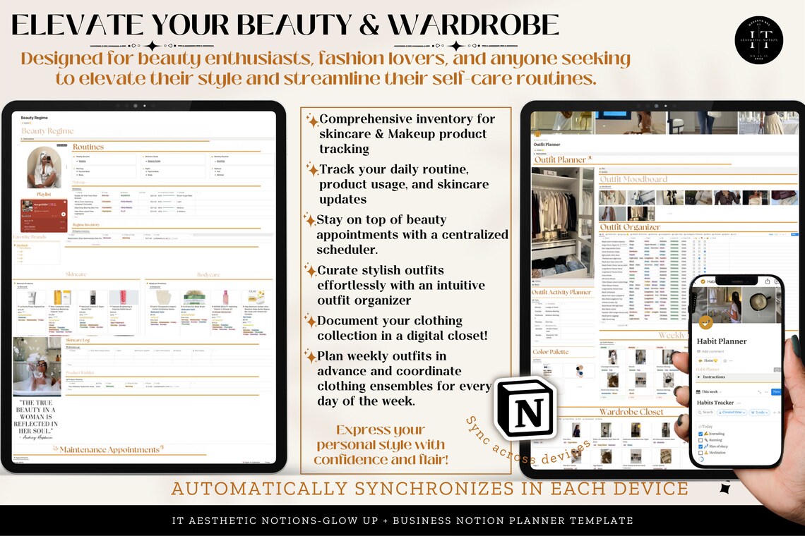 Glow up Notion Life Planner Template All in One That Girl Notion 2024 ...