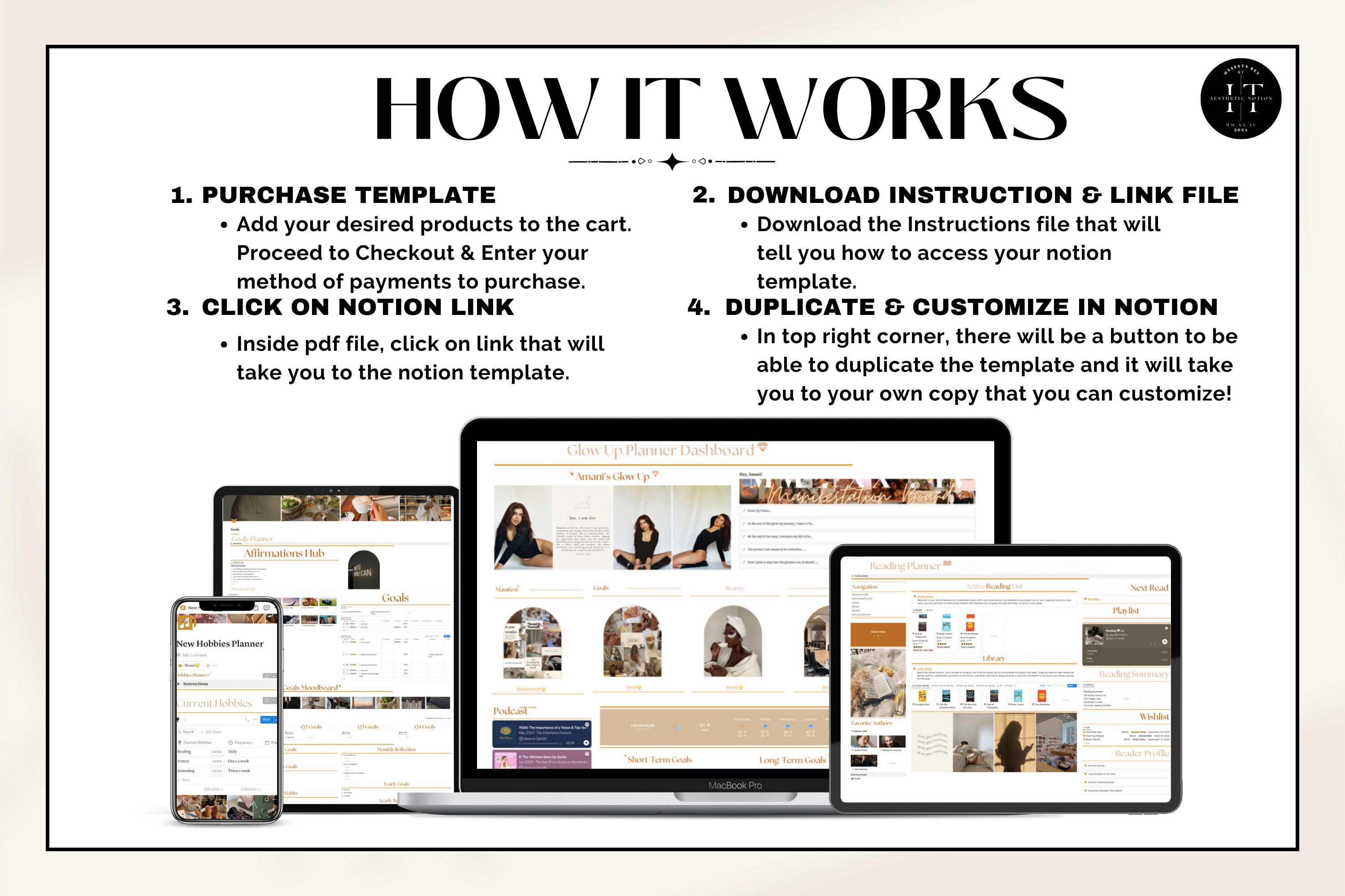 Glow up Notion Life Planner Template All in One That Girl Notion 2024 ...