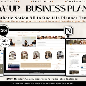 Glow up Notion Life Planner Template All in One That Girl Notion 2024 ...