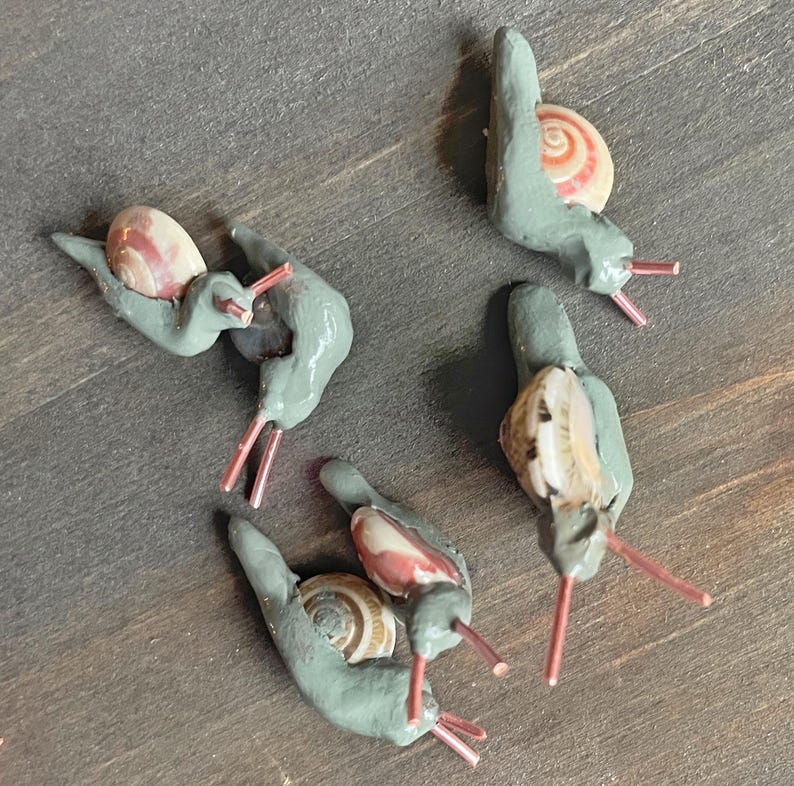 Itty Bitty Snails | Hand Sculpted | Micro Figurine | Polymer Clay - Etsy