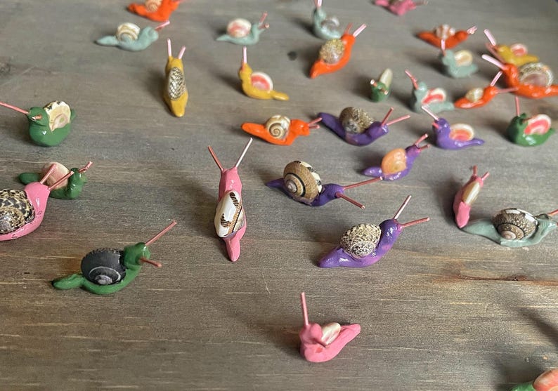 Itty Bitty Snails | Hand Sculpted | Micro Figurine | Polymer Clay - Etsy