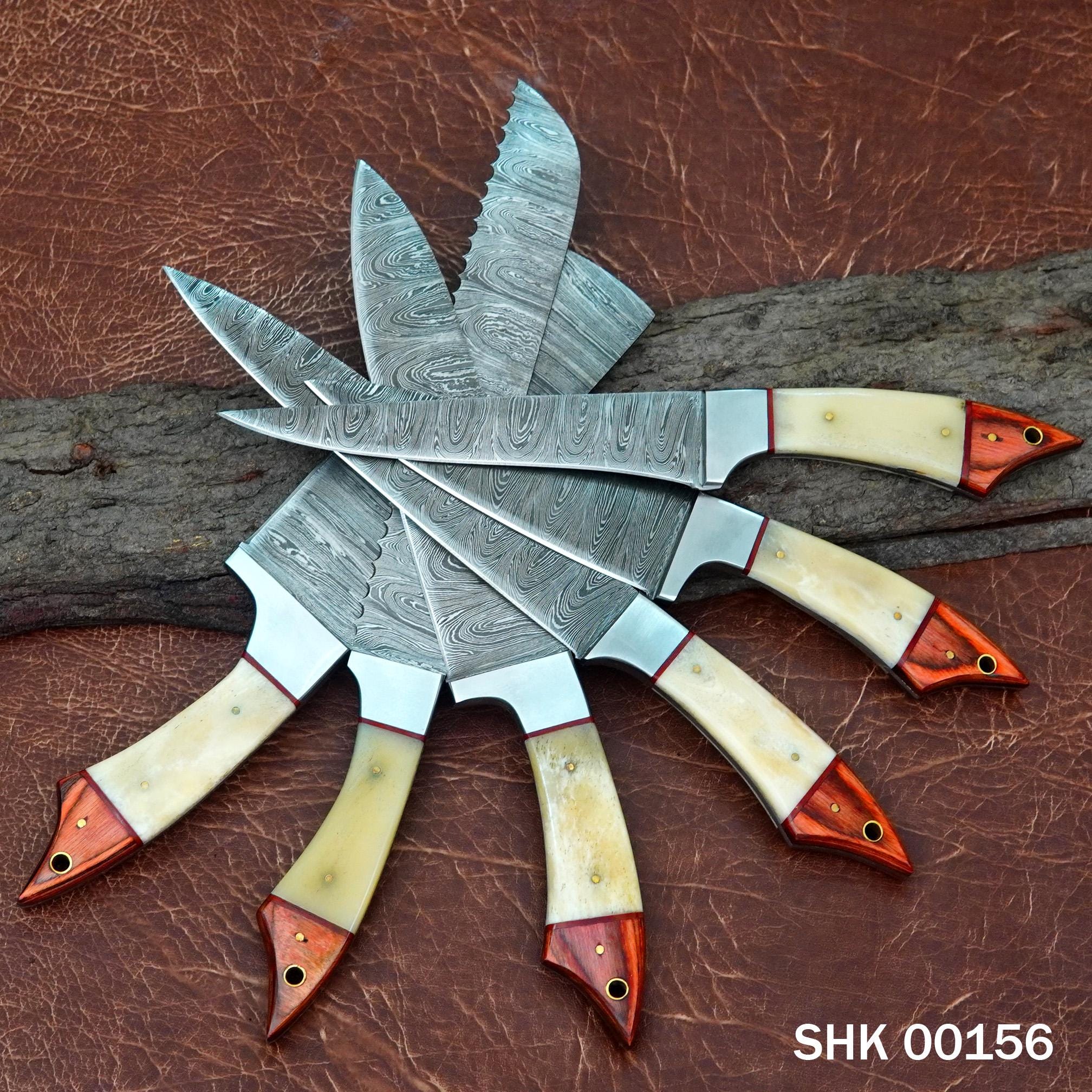 Custom Handmade Damascus Steel 6 Piece Chef Set Chef Knife Pairing ...