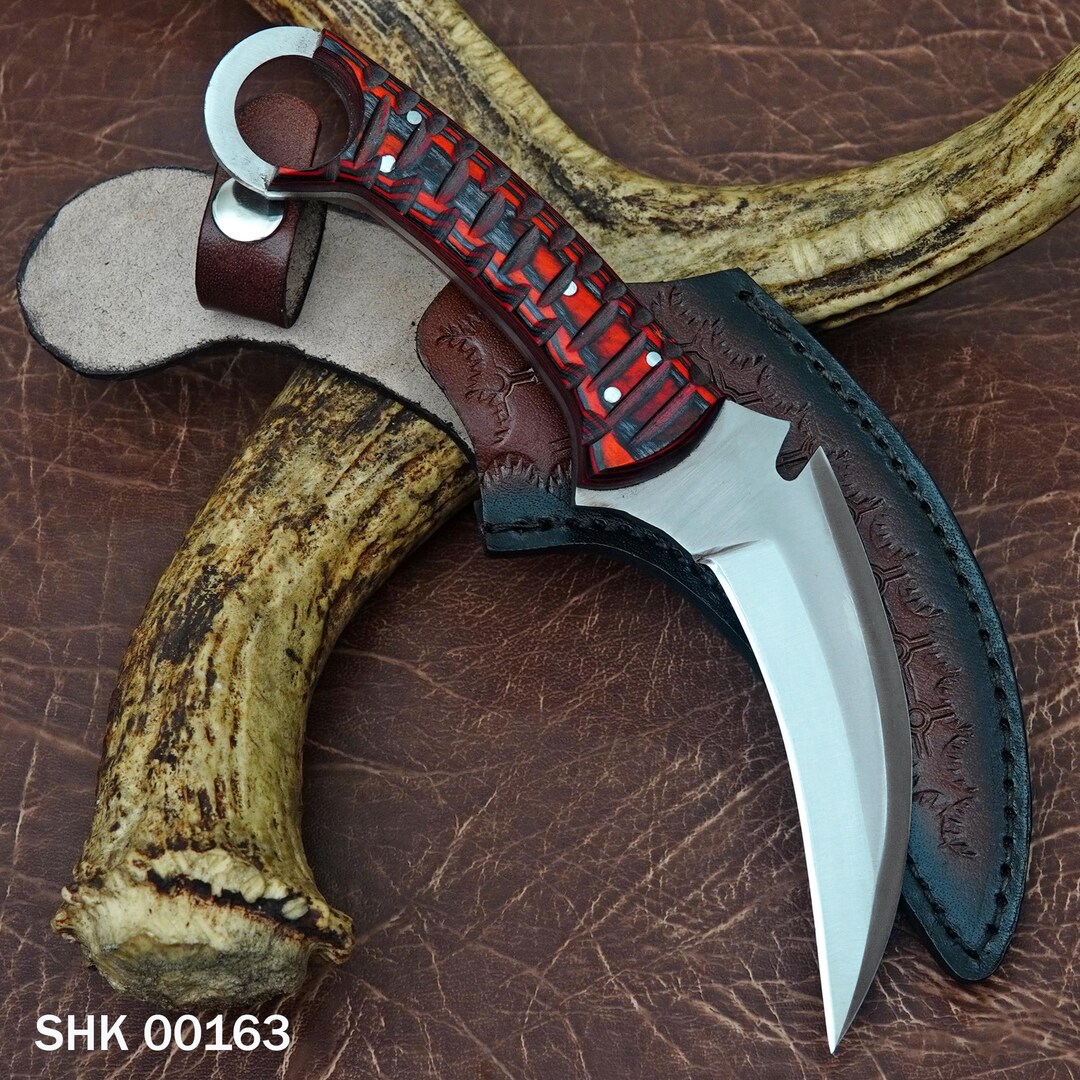 Karambit Handmade Custom Blade With Leather Sheath Hunting Everyday ...