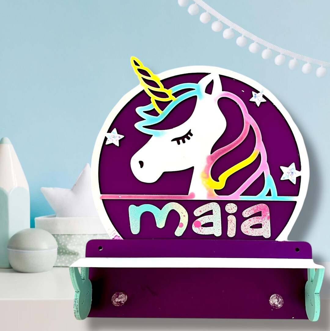 Personalized Unicorn Shelf | Custom Name Wall Décor | Kids Room ...