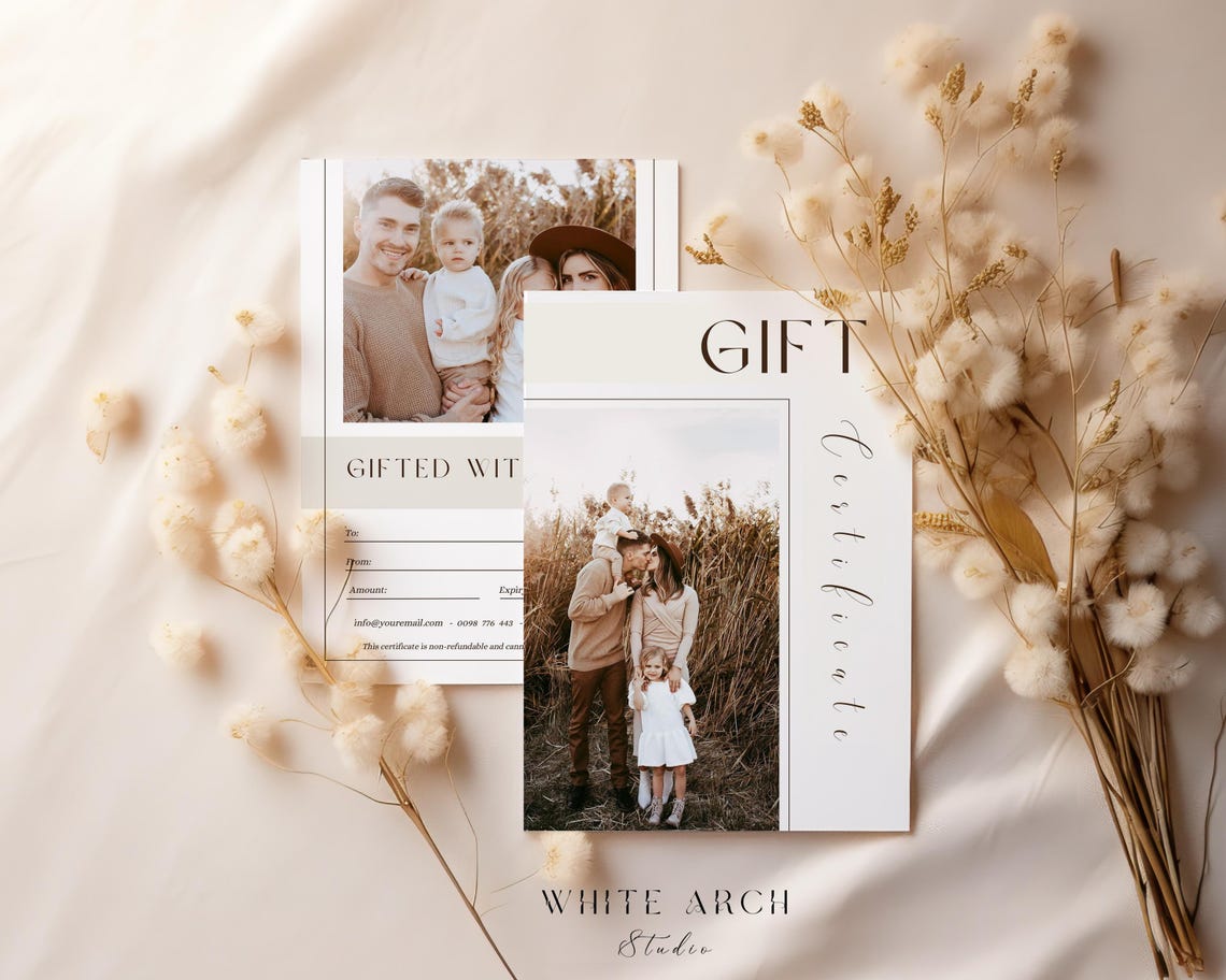Photographer Gift Certificate Template, Photography Gift Card, Gift ...
